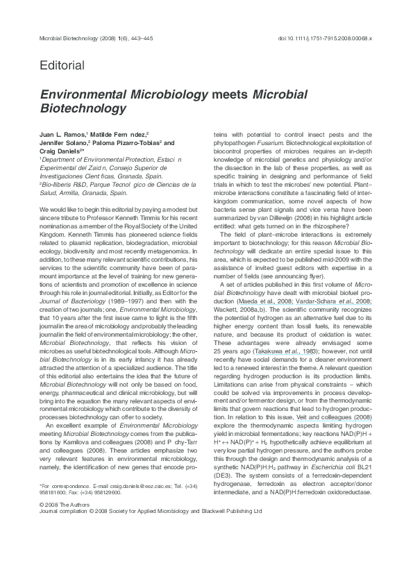 (PDF) Environmental Microbiology meets Microbial Biotechnology