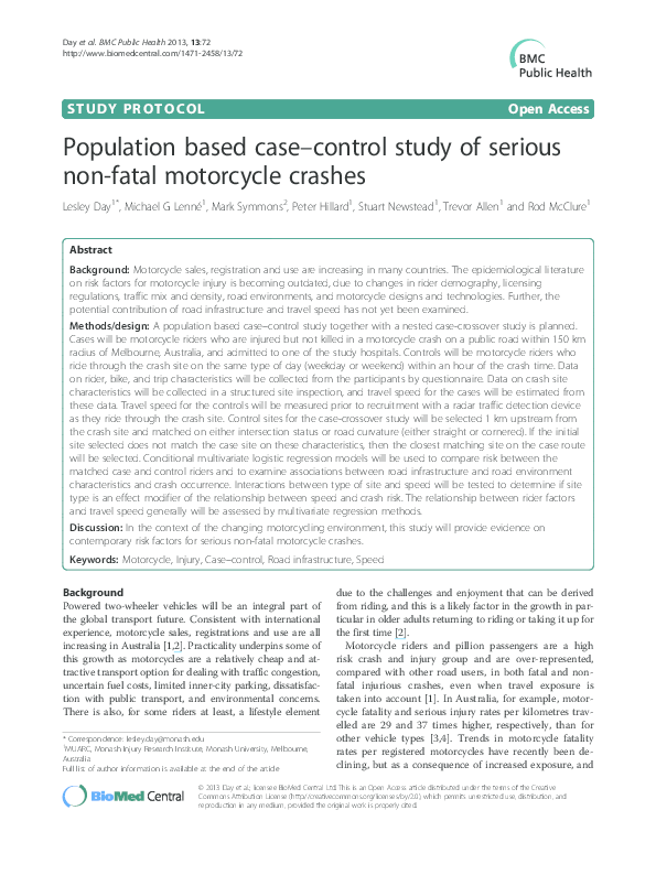 (PDF) Population based case–control study of serious non-fatal ...