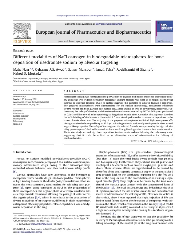 (PDF) Different modalities of NaCl osmogen in biodegradable ...