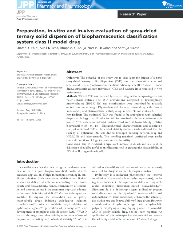 Pdf Preparation In Vitro And In Vivo Evaluation Of Stomach Specific Metronidazole Loaded