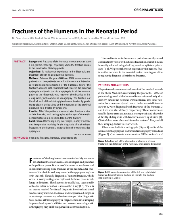 (PDF) Fractures of the humerus in the neonatal period