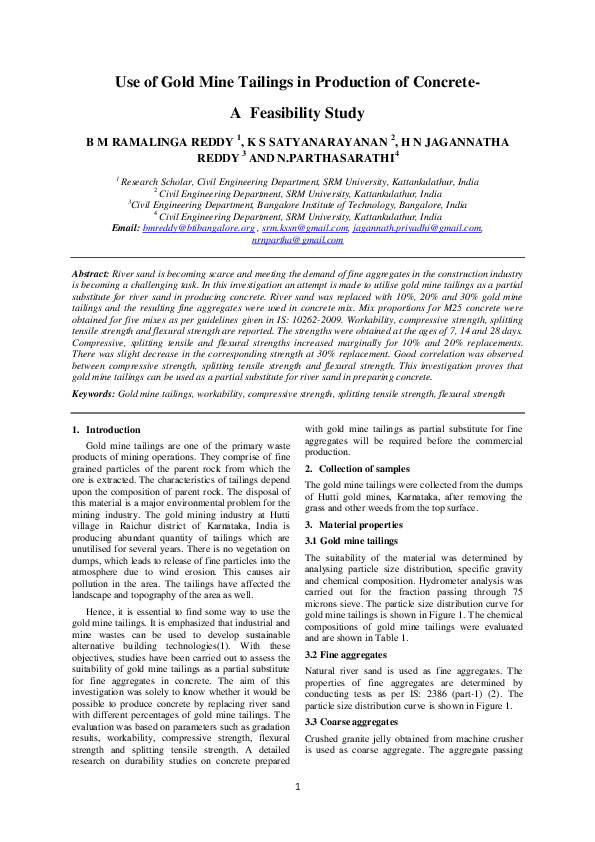(PDF) Use of Gold Mine Tailings in Production of Concrete- A ...