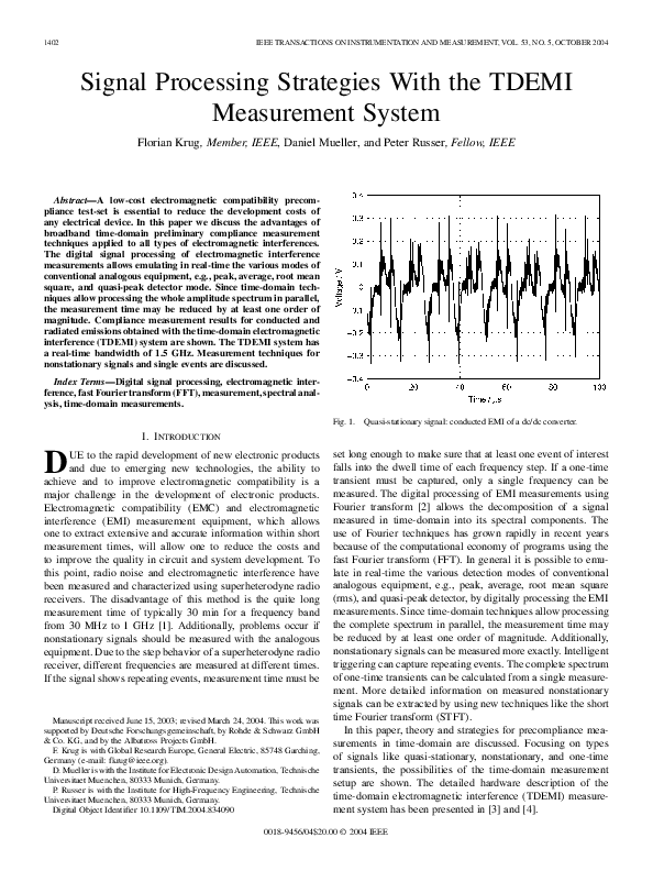 (PDF) Signal processing strategies with the tdemi measurement system