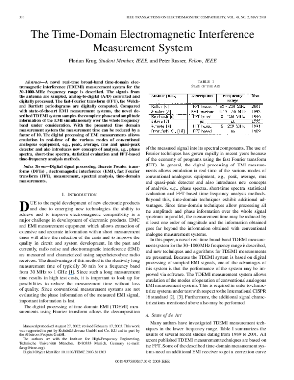 The time-domain electromagnetic interference measurement system