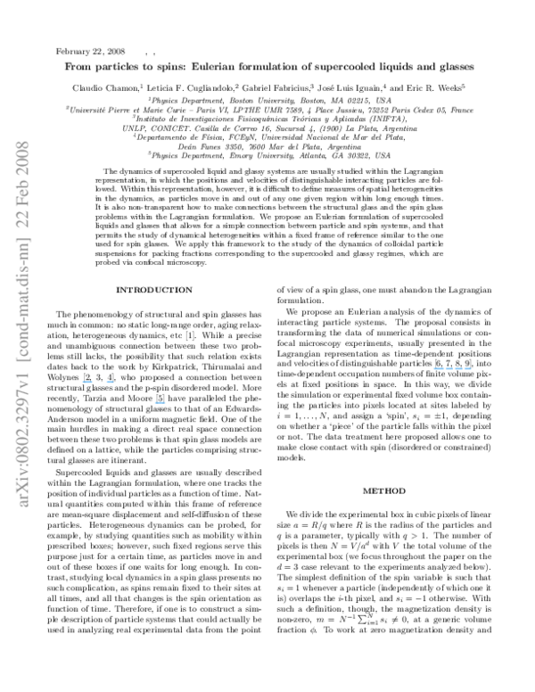 (PDF) From particles to spins: Eulerian formulation of supercooled ...