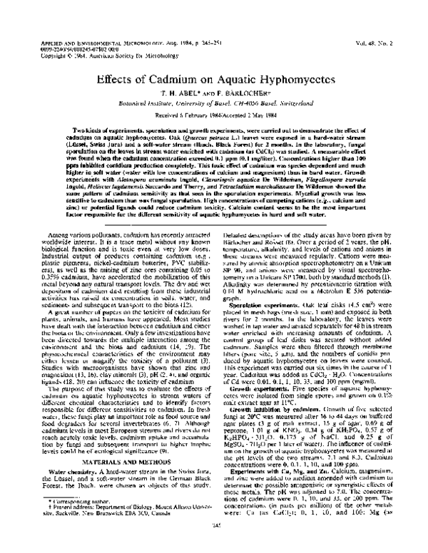 (PDF) Transplant experiments with aquatic hyphomycetes | Felix ...