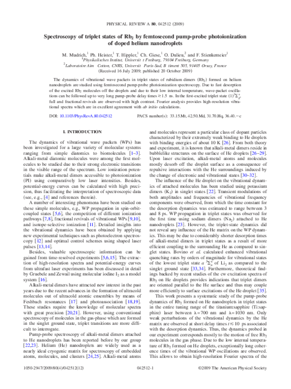 (PDF) Spectroscopy of triplet states of Rb 2 by femtosecond pump-probe ...