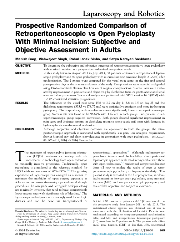 (PDF) Prospective randomized comparison of retroperitoneoscopic vs open ...