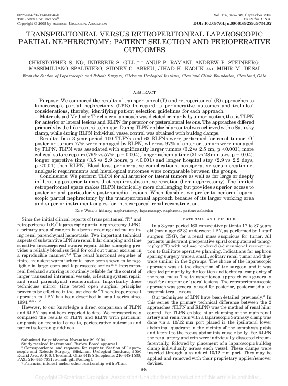 (PDF) Transperitoneal Versus Retroperitoneal Laparoscopic Ureterolithotomy: A Prospective ...