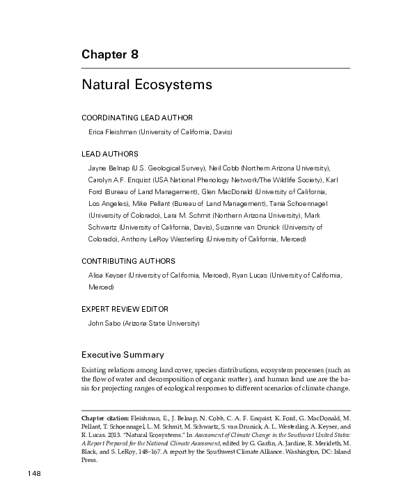 (PDF) Natural Ecosystems, in Assessment of Climate Change in the ...
