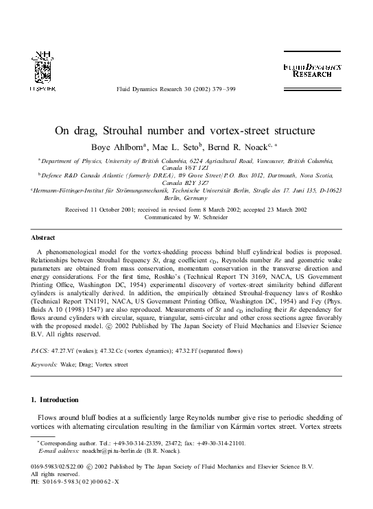 (PDF) On drag, Strouhal number and vortex-street structure