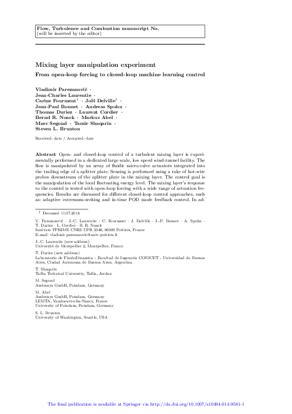 (PDF) Mixing Layer Manipulation Experiment