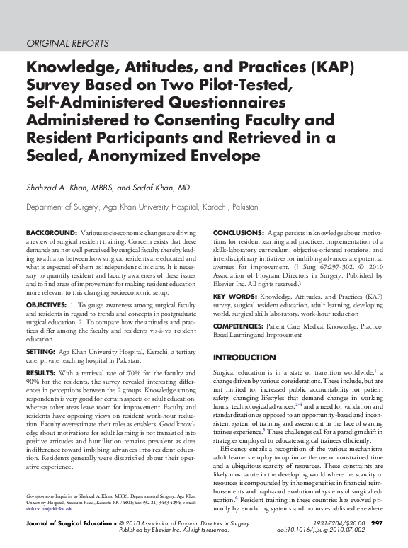 (PDF) Knowledge, Attitudes, and Practices (KAP) Survey Based on Two ...