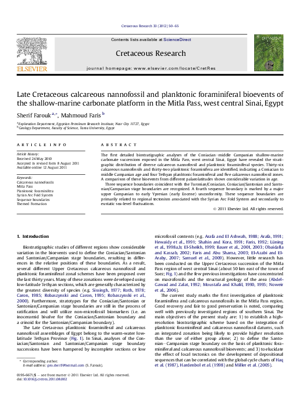 Pdf Late Cretaceous Calcareous Nannofossil And Planktonic Foraminiferal Bioevents Of The