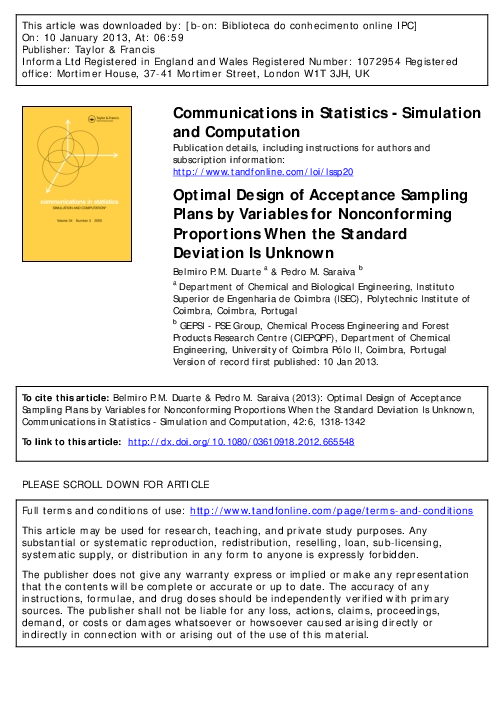 Pdf Optimal Design Of Acceptance Sampling Plans By Variables For