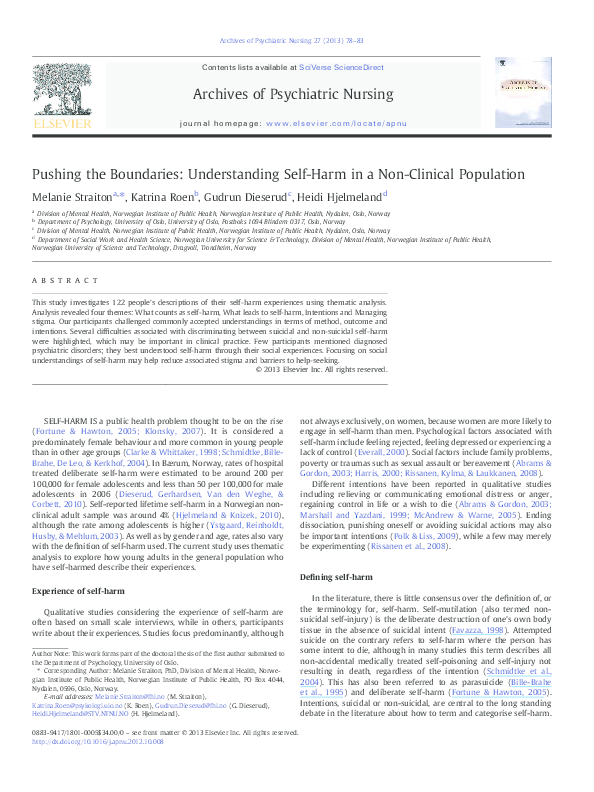 (PDF) Pushing the Boundaries: Understanding Self-Harm in a Non-Clinical ...