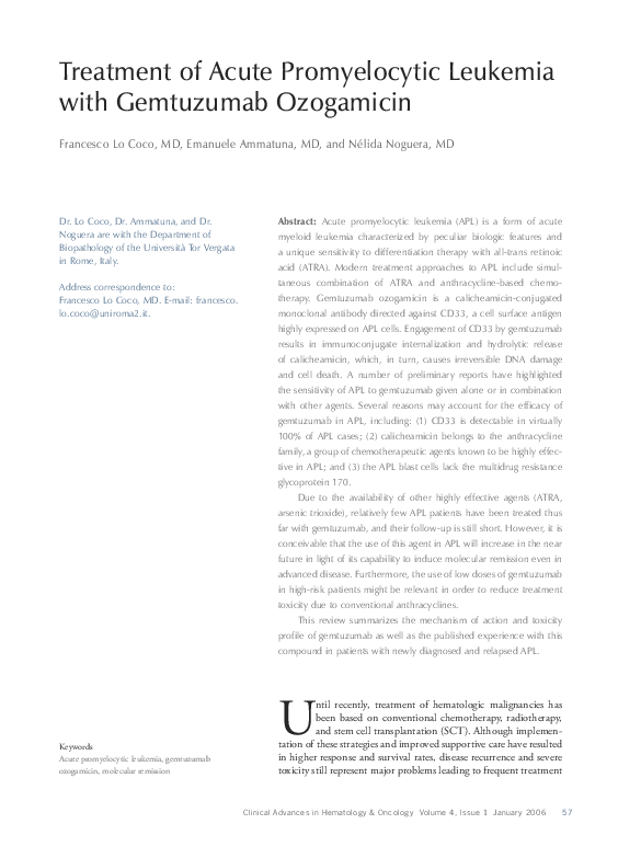 (PDF) Treatment of acute promyelocytic leukemia without cytotoxic ...