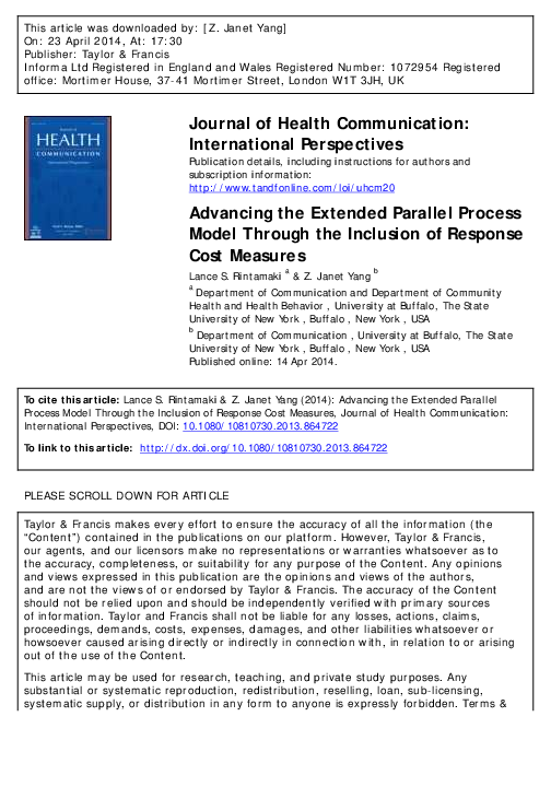 (PDF) Advancing the Extended Parallel Process Model Through the ...