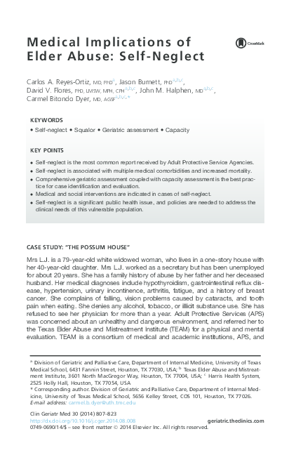 (PDF) Medical implications of elder abuse: self-neglect