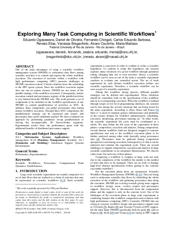 (PDF) Exploring many task computing in scientific workflows