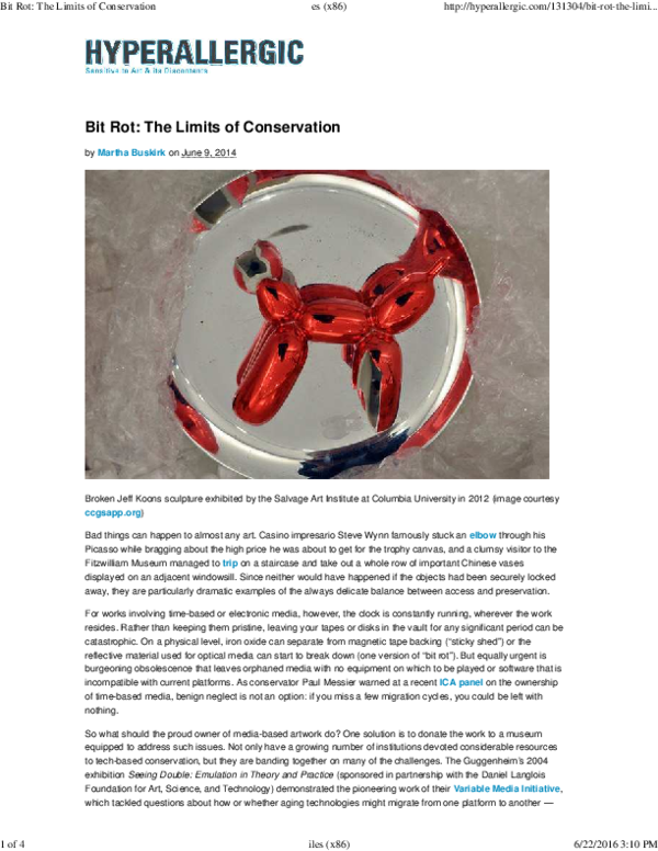 (PDF) Bit Rot: The Limits of Conservation