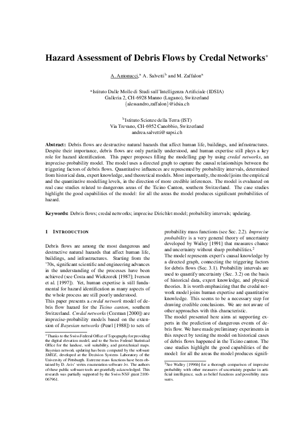 (PDF) Credal networks for hazard assessment of debris flows