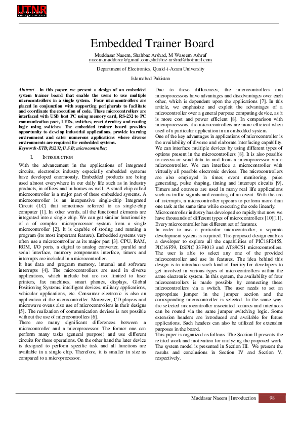 (PDF) Embedded Trainer Board