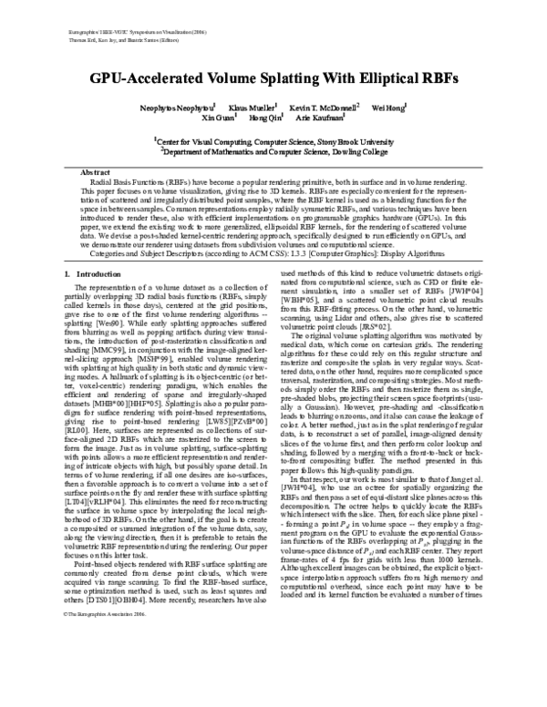 (PDF) GPU-accelerated volume splatting with elliptical RBFs