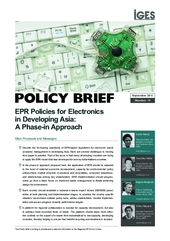 (PDF) EPR policies for electronics in developing Asia: an adapted phase ...