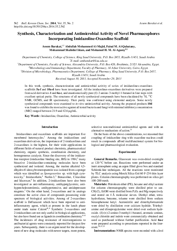 (PDF) Synthesis and characterization of 2-substituted benzimidazoles and their evaluation as ...