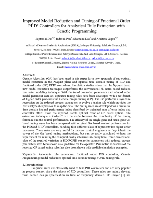 (PDF) Improved model reduction and tuning of fractional-order controllers for analytical rule ...