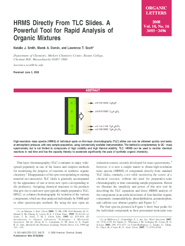 (PDF) HRMS Directly From TLC Slides. A Powerful Tool for Rapid Analysis ...