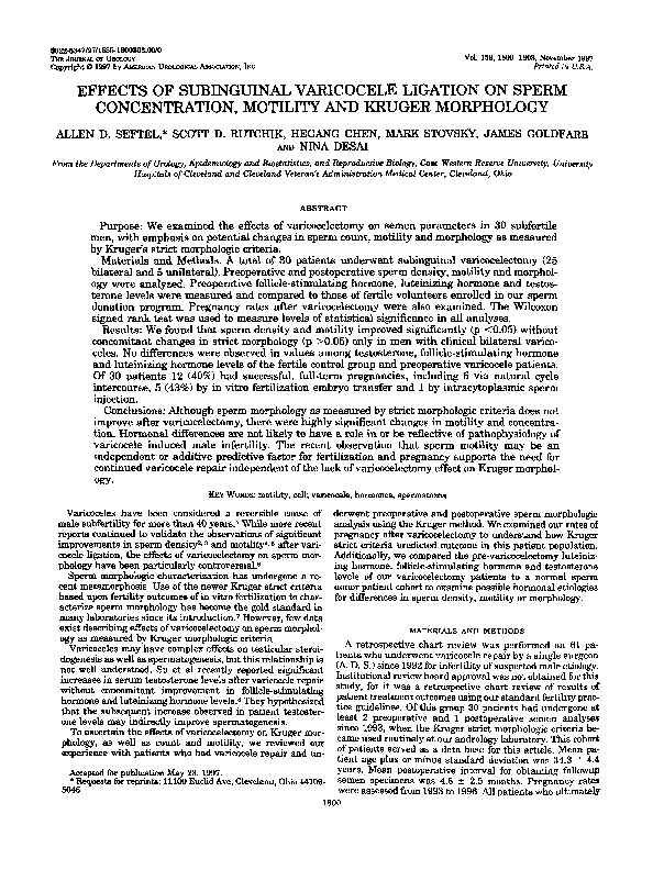 (PDF) Effects of Subinguinal Varicocele Ligation on Sperm Concentration ...
