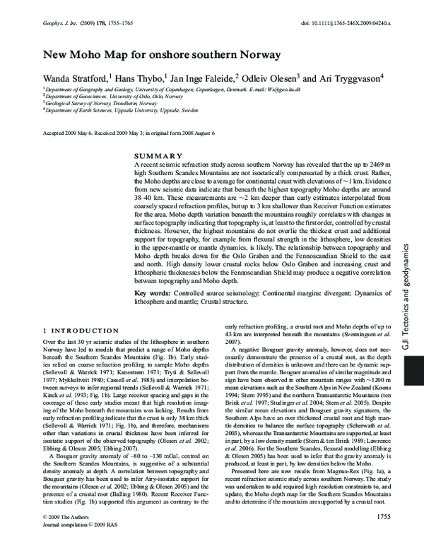 (PDF) New Moho map for onshore southern Norway