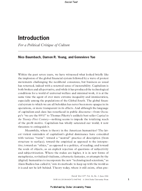 (PDF) Social Text: "The Cultural Logic of Contemporary Capitalism"