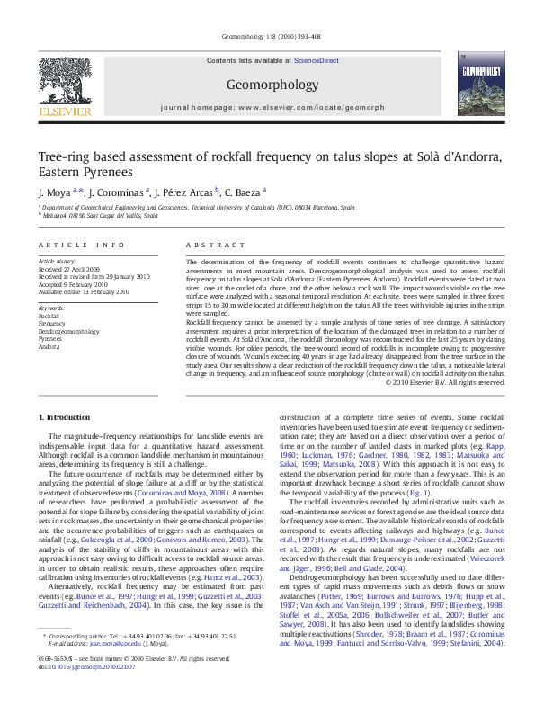 (PDF) Tree-ring based assessment of rockfall frequency on talus slopes ...