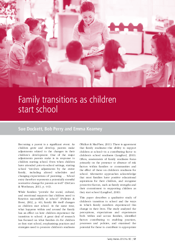 (PDF) Family transitions as children start school