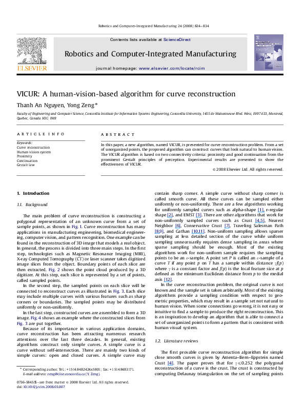 Pdf Vicur A Human Vision Based Algorithm For Curve Reconstruction