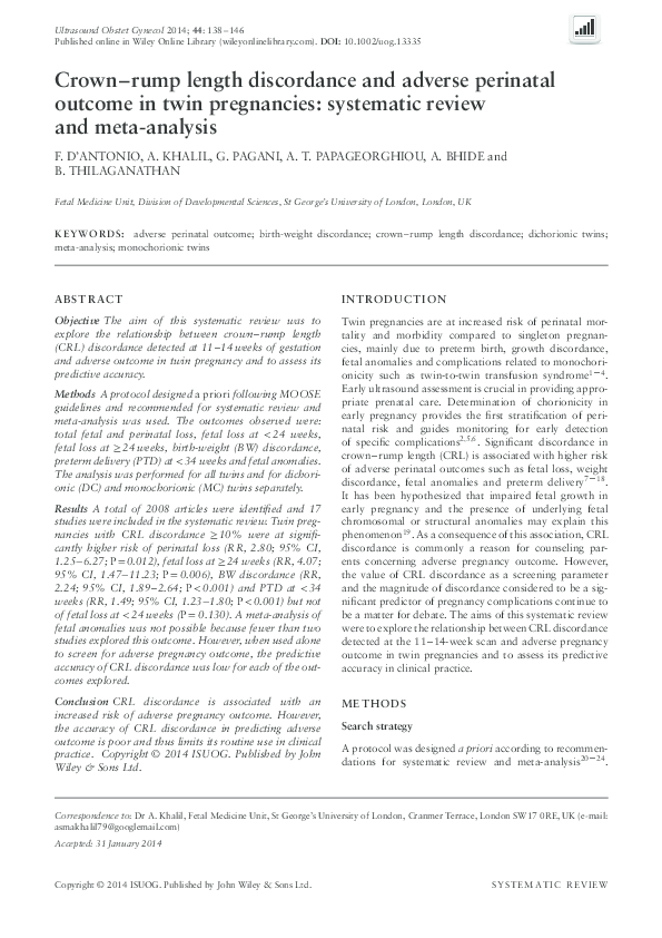 (PDF) CROWN RUMP LENGTH DISCORDANCE AND ADVERSE PERINATAL OUTCOME IN ...