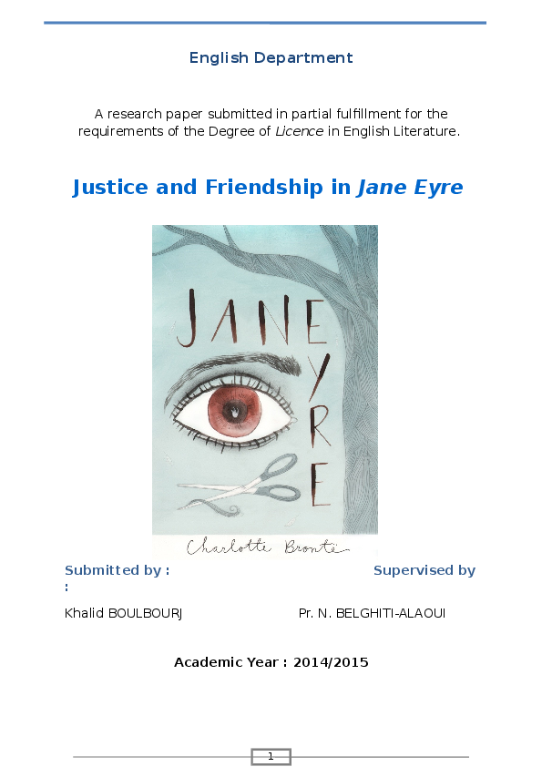 (DOC) The Themes of Justice and Friendship in "Jane Eyre"
