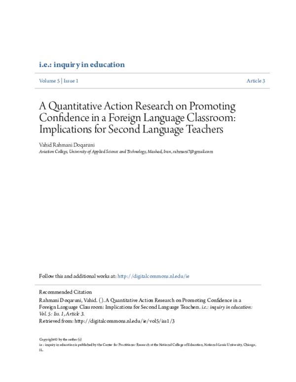 (PDF) A Quantitative Action Research on Promoting Confidence in a ...