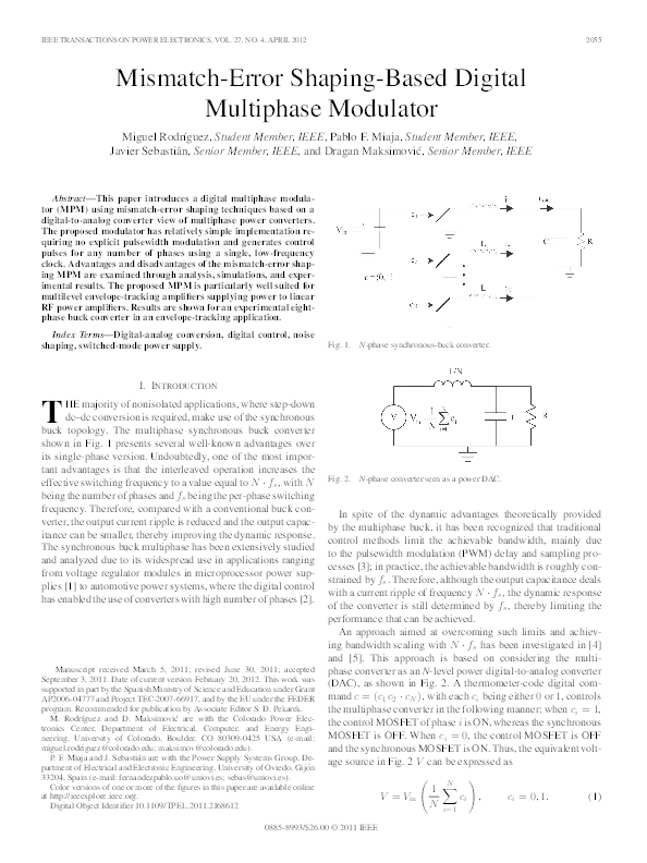 Pdf Mismatch Error Shaping Based Digital Multiphase Modulator