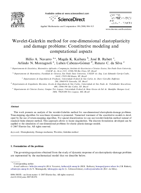 (PDF) Wavelet-Galerkin method for one-dimensional elastoplasticity and ...