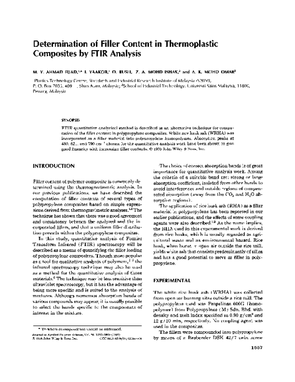 (PDF) Determination of filler content in thermoplastic composites by ...