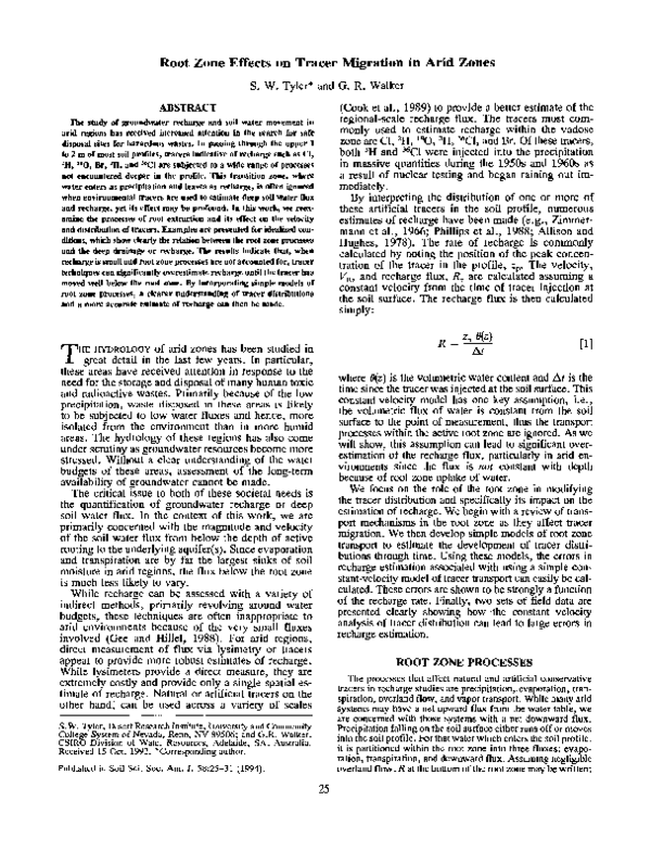 (PDF) Root zone effects on tracer migration in arid zones