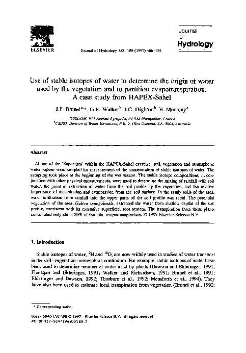(PDF) Use of stable isotopes of water to determine the origin of water used by the vegetation ...