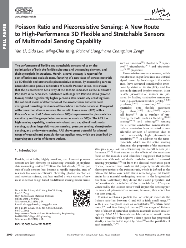 (PDF) Poisson Ratio and Piezoresistive Sensing: A New Route to High ...