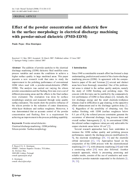 (PDF) Effect of the powder concentration and dielectric flow in the ...