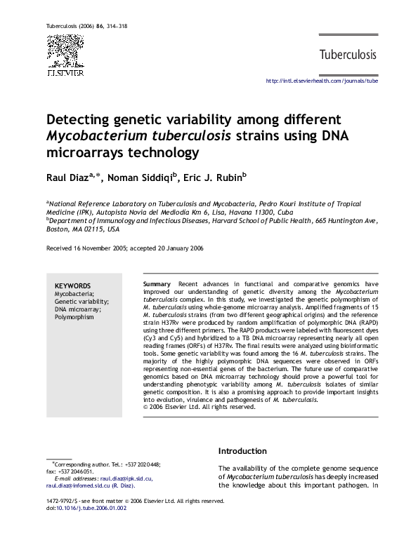 (PDF) Detecting genetic variability among different Mycobacterium ...