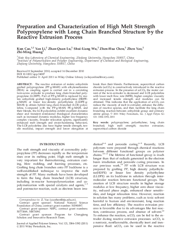 (PDF) Preparation and Characterization of High Melt Strength ...